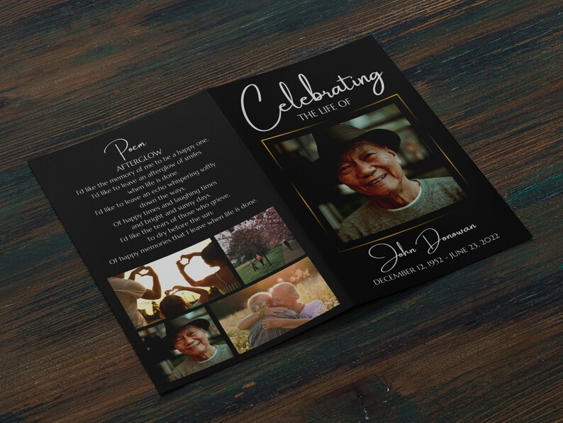 Funeral Program Template, Self Editable and Easy to Print at Home. Half ...