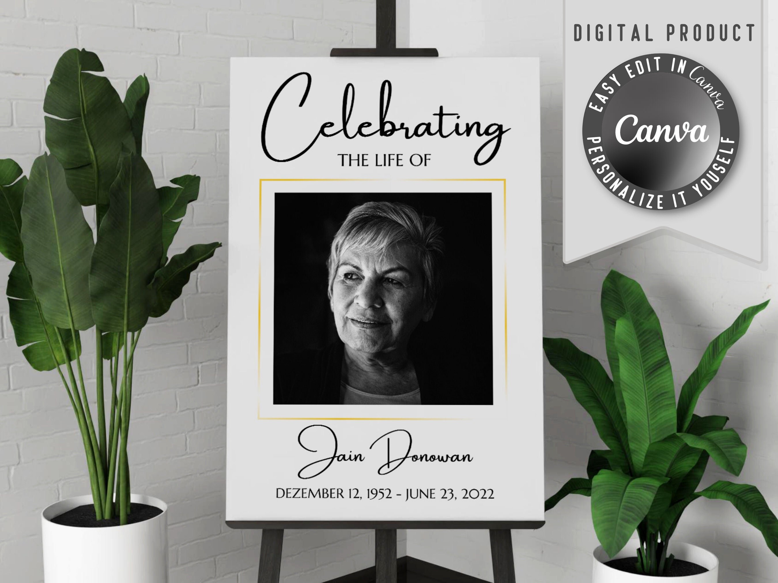 Printable Funeral Welcome Poster, With One Large Photo. Edit This ...