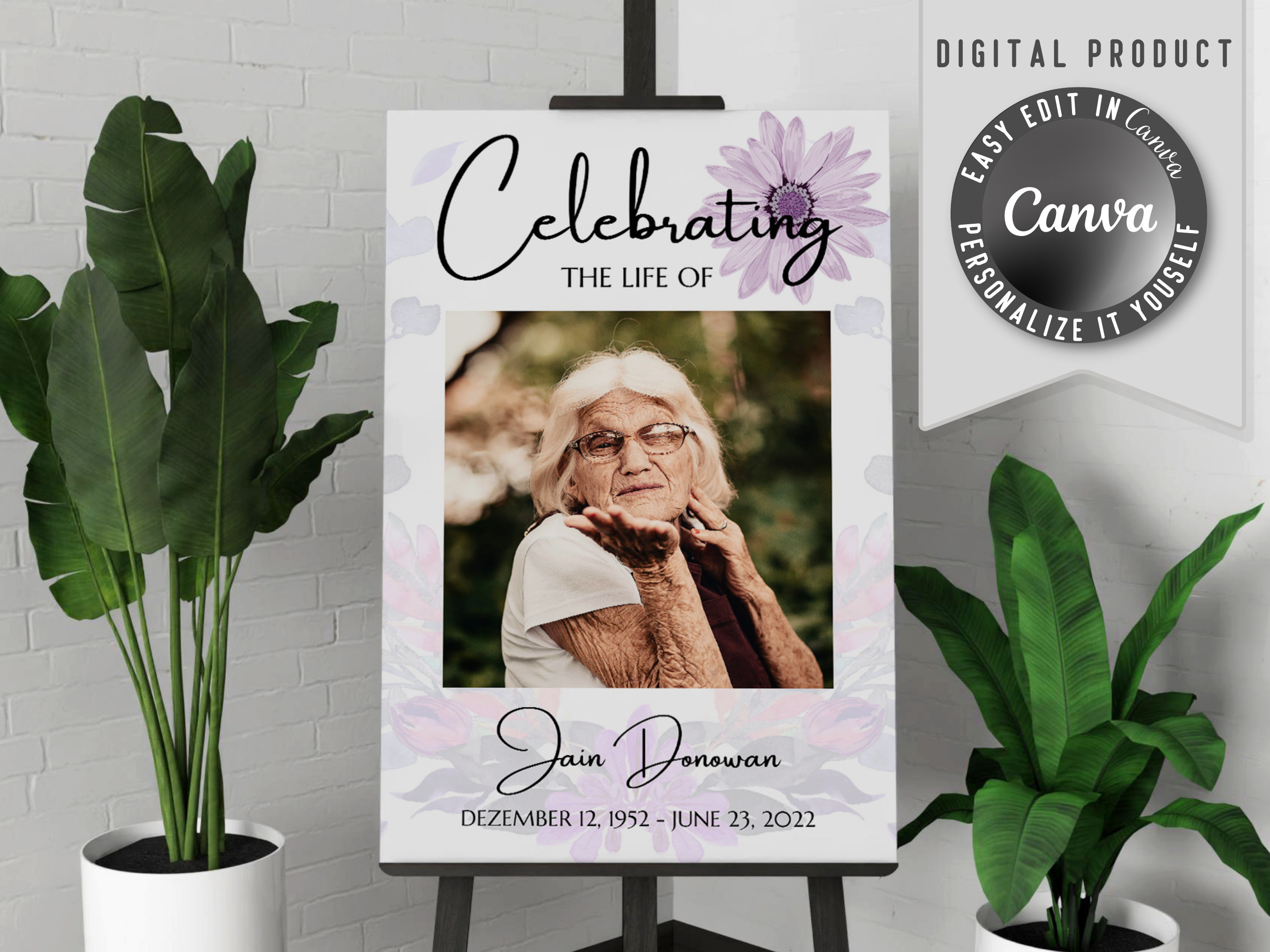 Printable Funeral Welcome Sign, With One Large Photo. Edit This ...