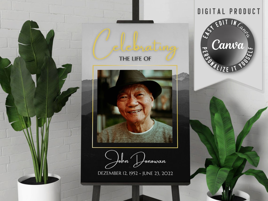 Printable Funeral Welcome Sign, With One Large Photo. Edit This ...