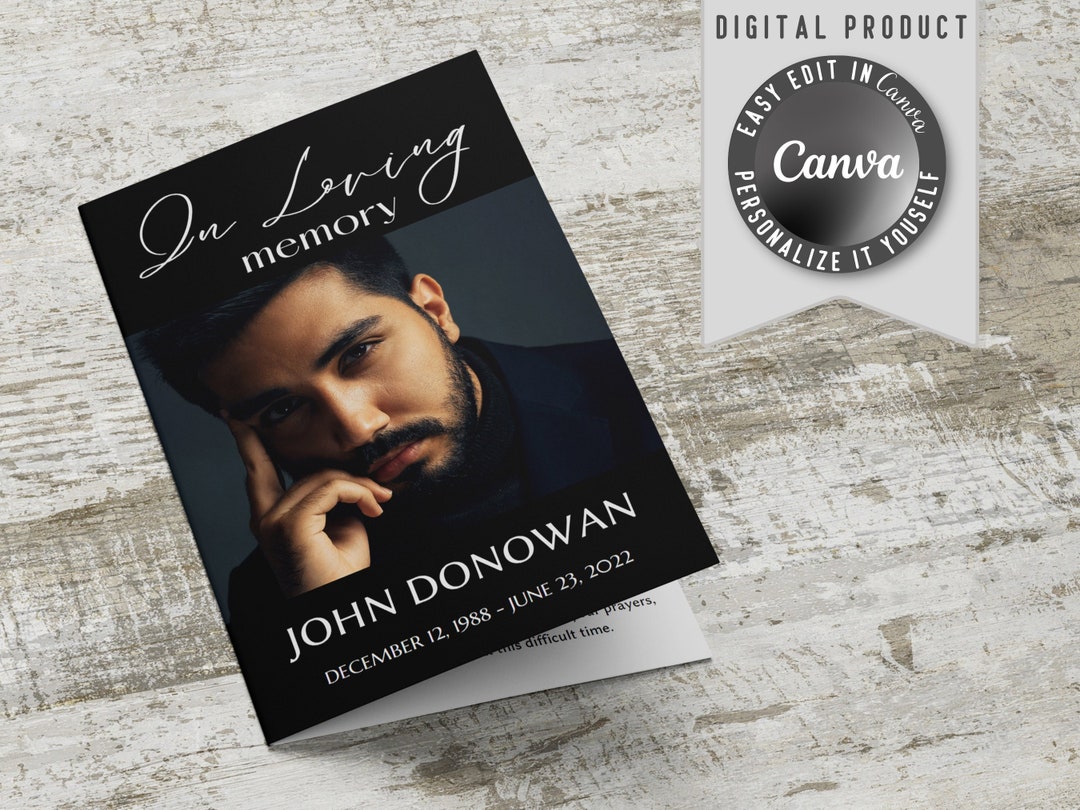 In Loving Memory Funeral Bi-fold Program Template, to Self Edit and ...