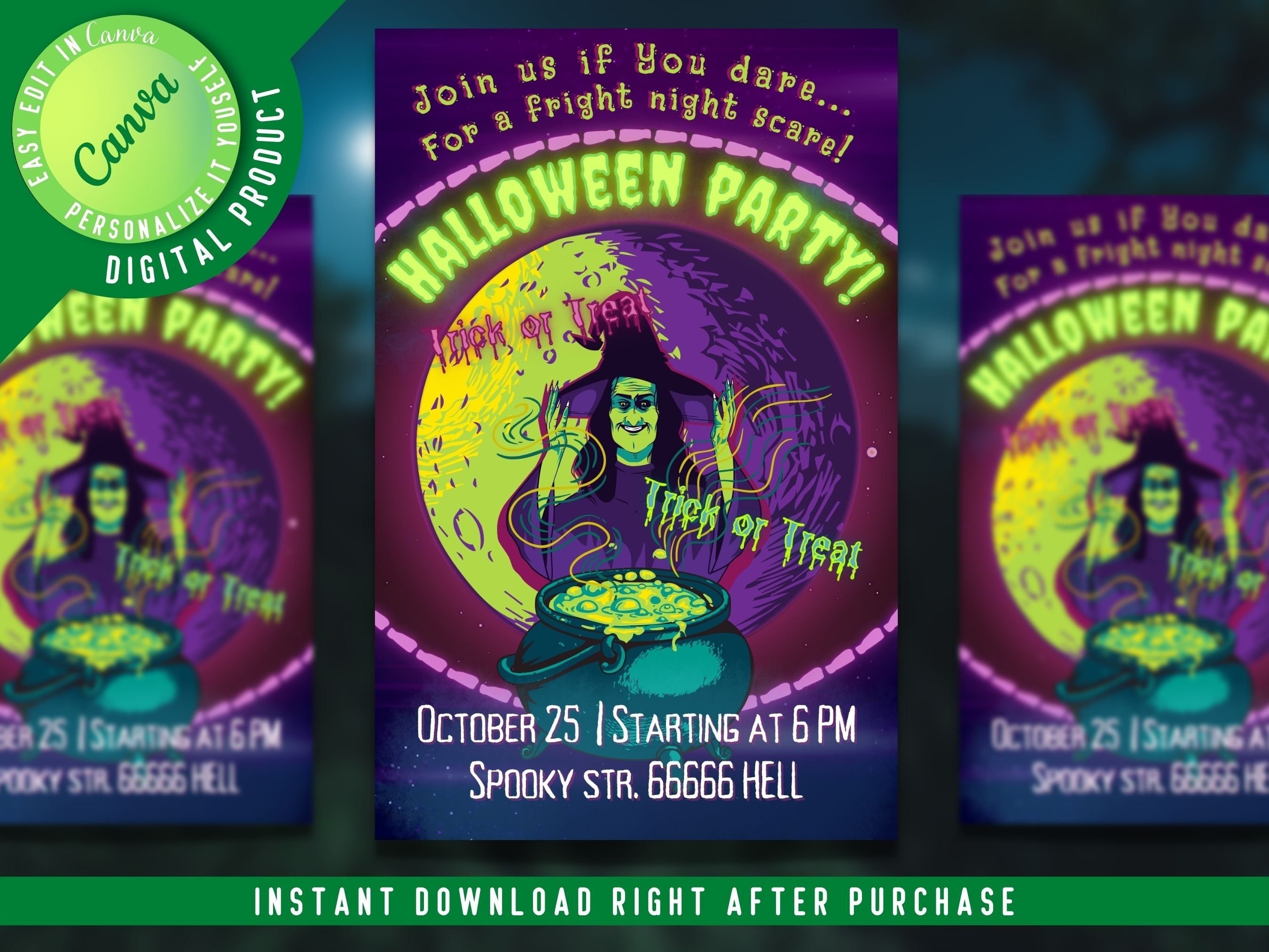 Halloween Party Flyer and Poster, Halloween Invitation Template ...
