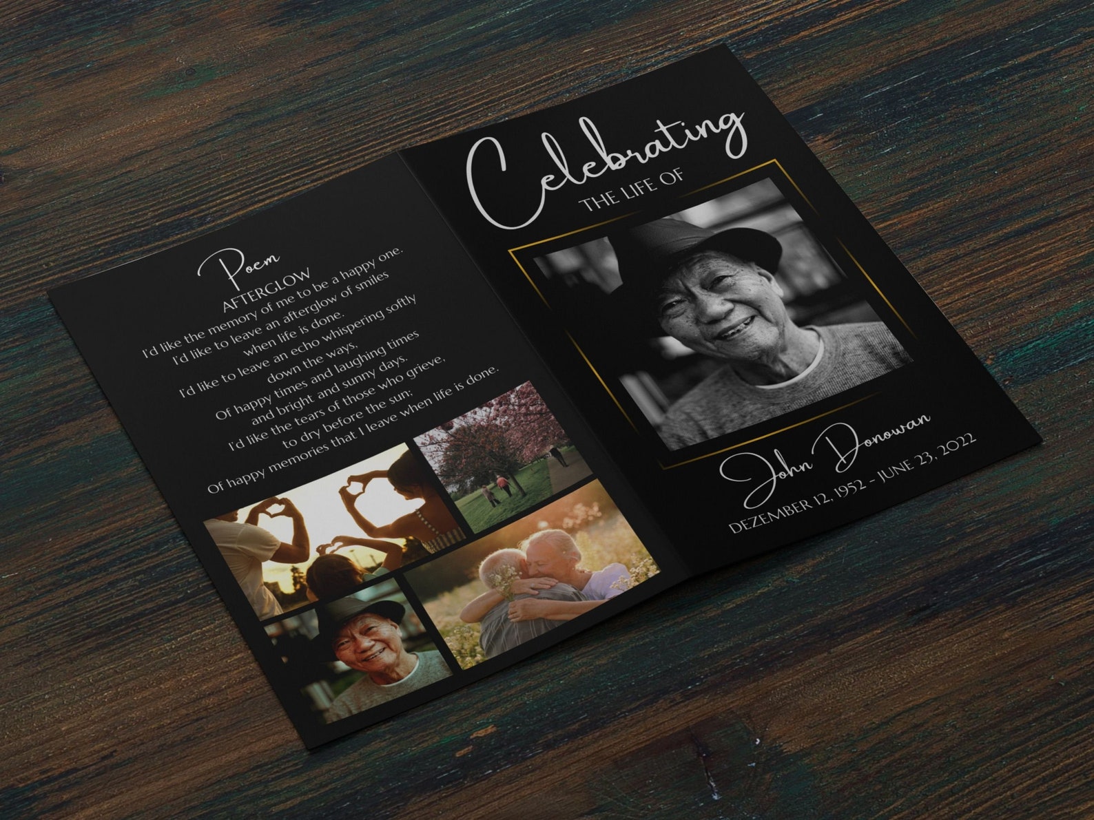 Funeral Program Template, Editable Celebration of Life Template ...