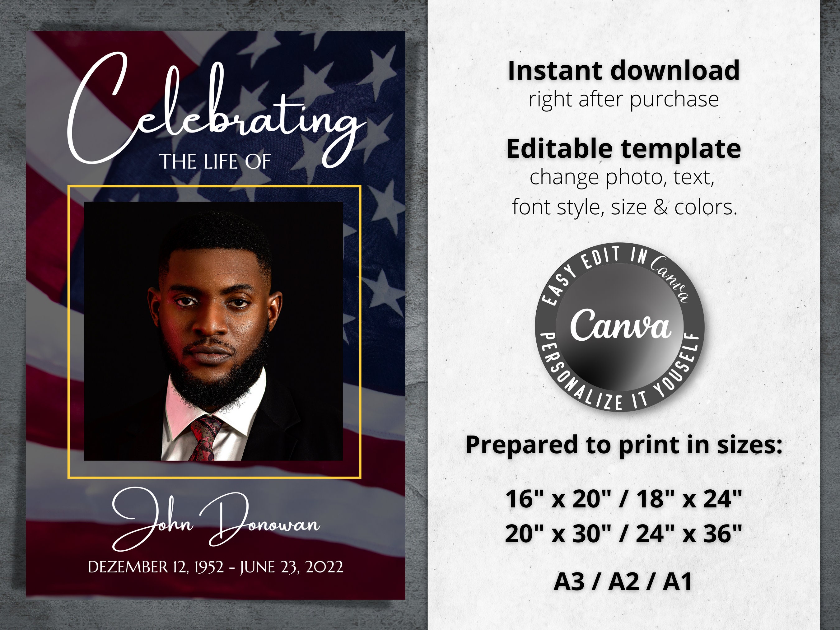 Printable Funeral Welcome Poster, With One Large Photo. Edit This ...