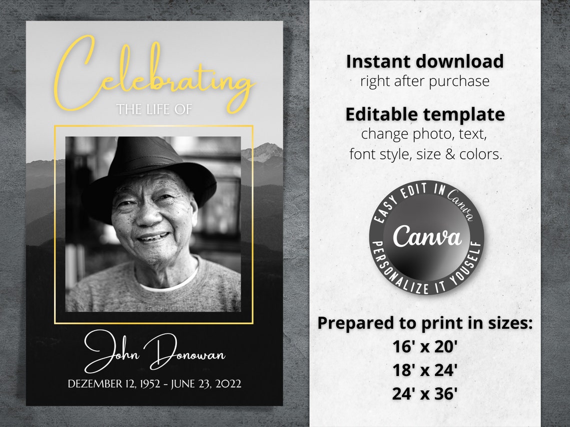 Funeral Memorial Sign Template Printable Funeral Welcome - Etsy