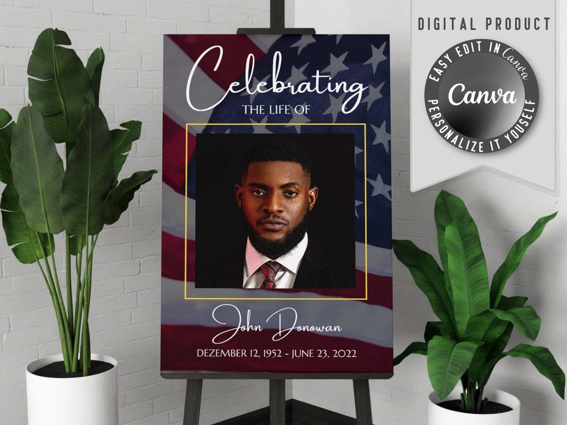 Printable Funeral Welcome Poster, With One Large Photo. Edit This ...