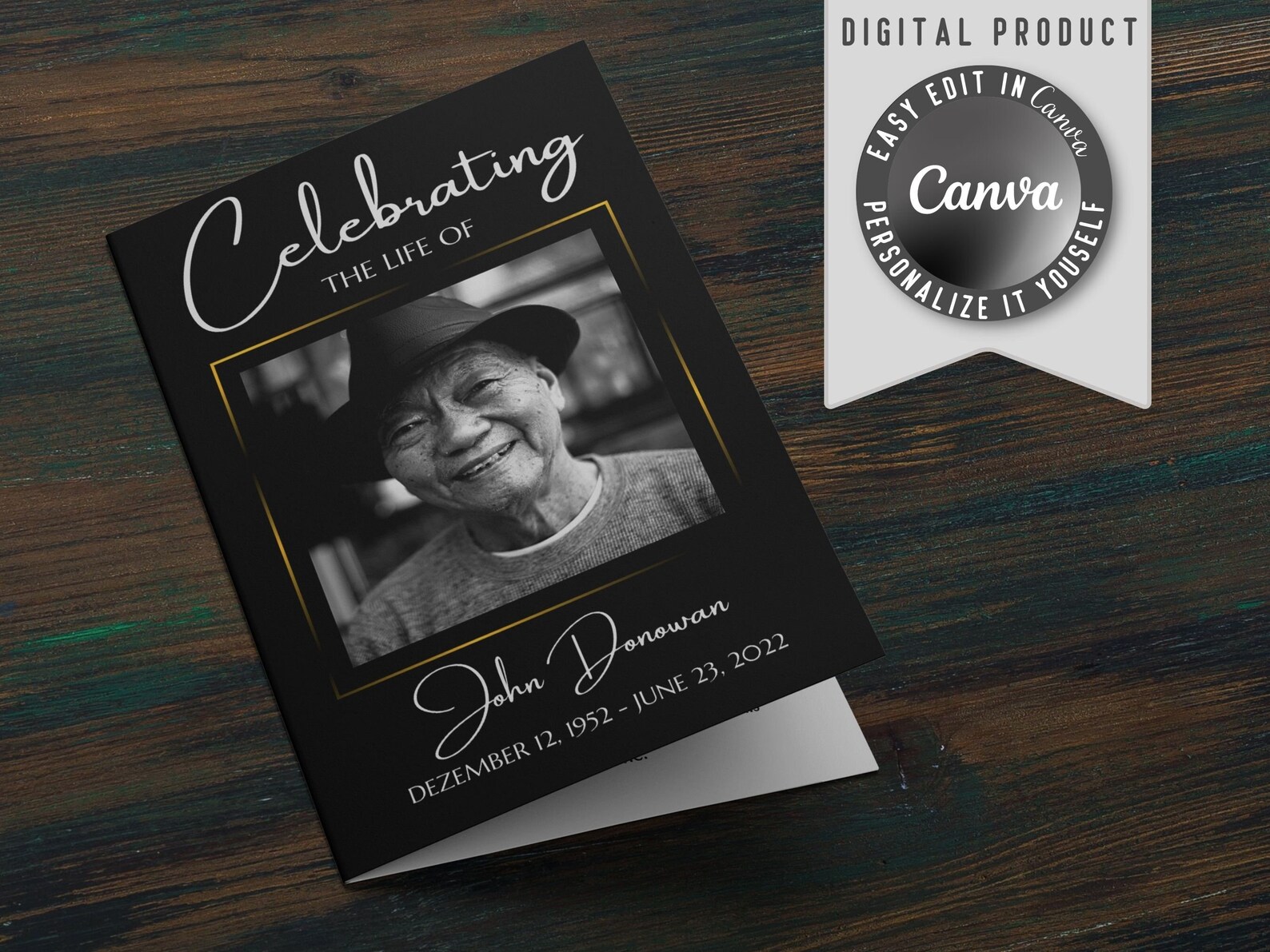 Funeral Program Template, Editable Celebration of Life Template ...
