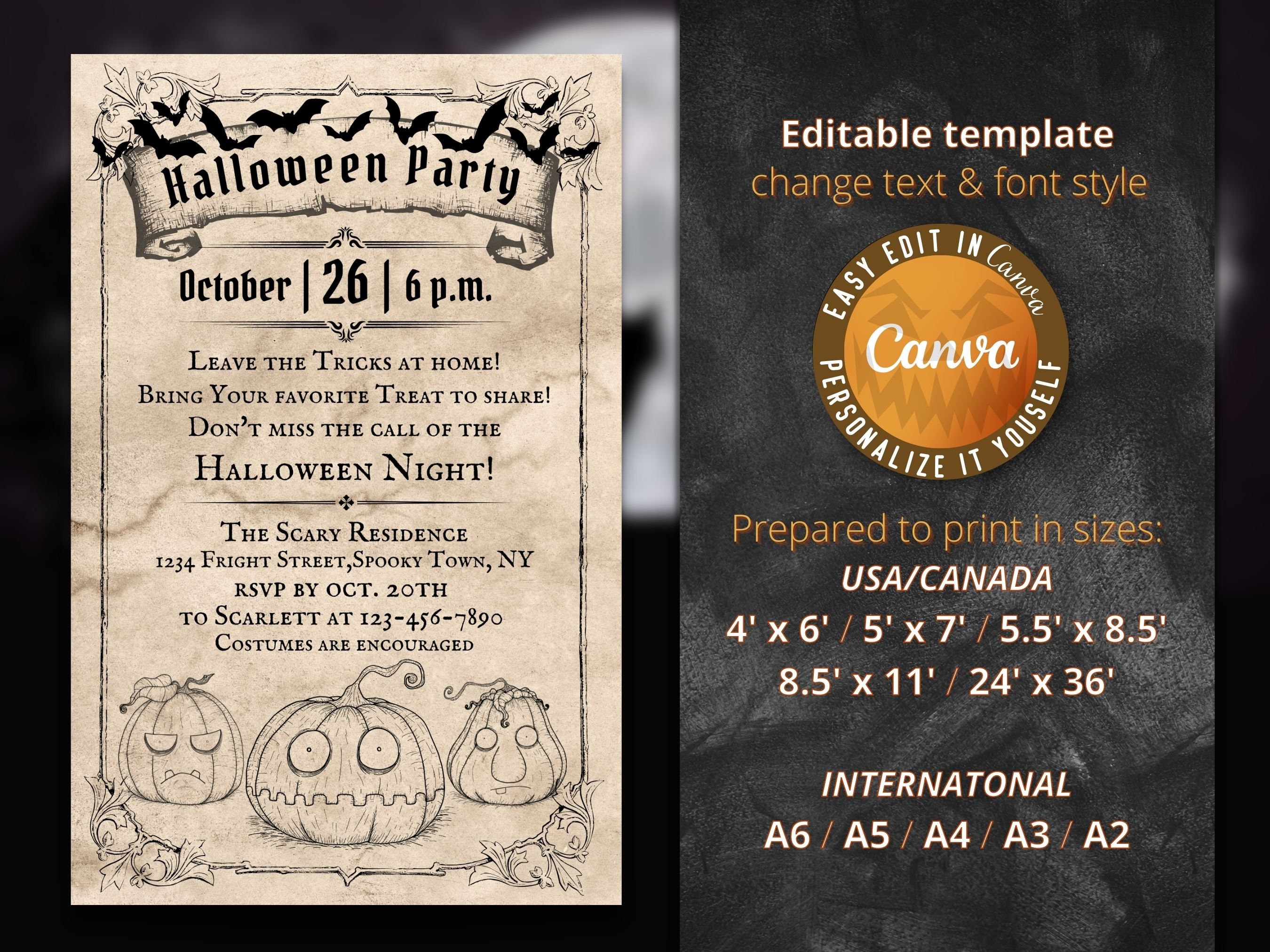 Halloween Party Flyer and Poster, Halloween Invitation Template ...