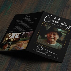 Funeral Program Template, Self Editable and Easy to Print at Home. Half ...