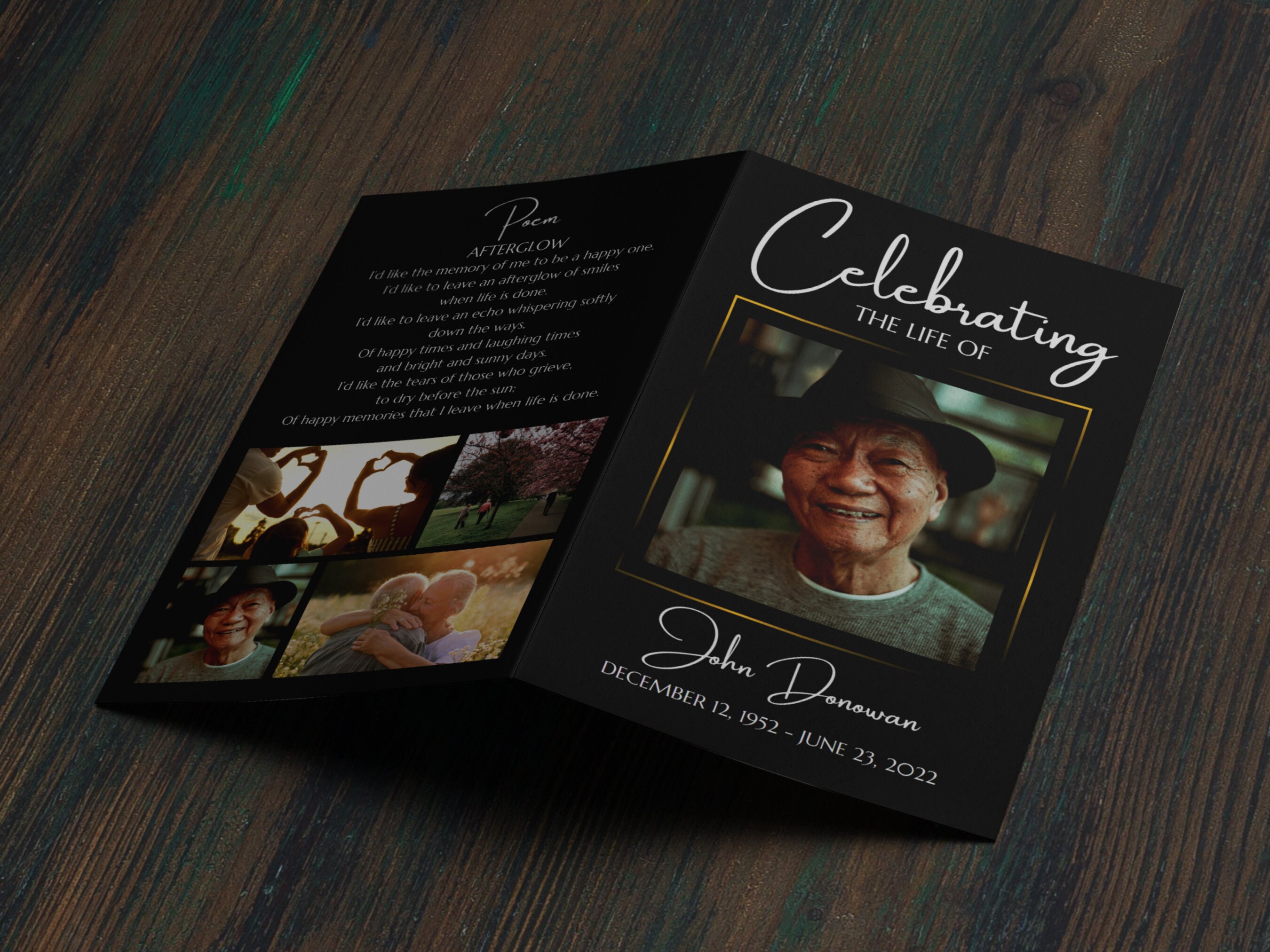 Funeral Program Template, Self Editable and Easy to Print at Home. Half ...