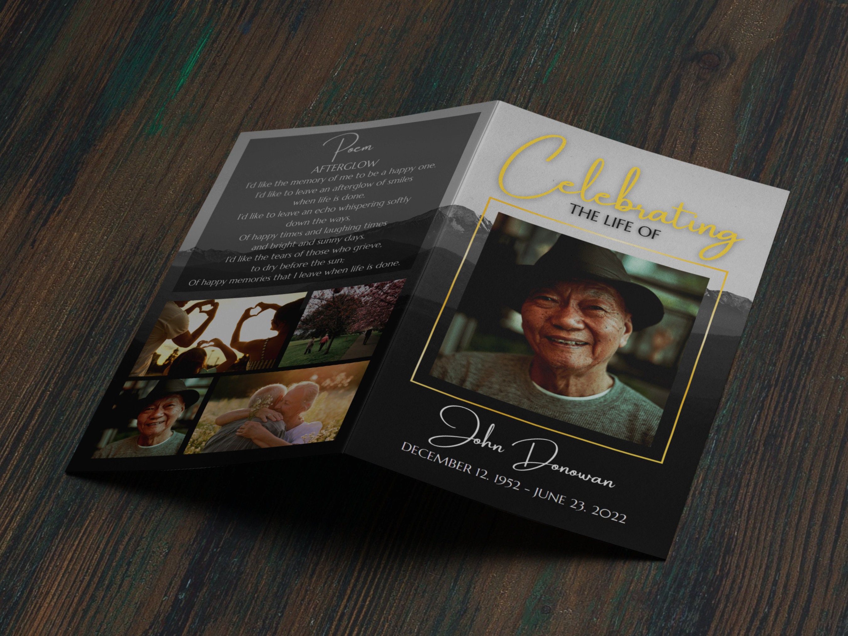 Funeral Program Template, Self Editable and Easy to Print at Home. Half ...