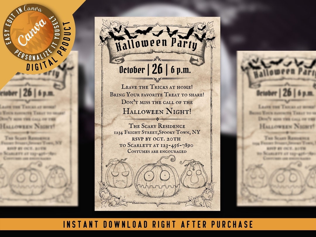 Halloween Party Flyer and Poster, Halloween Invitation Template ...