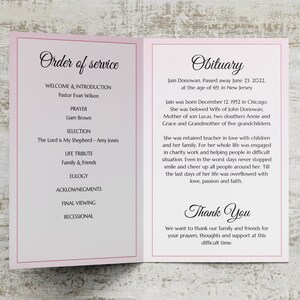 Funeral Program Template, Self Editable and Easy to Print at Home. Half ...