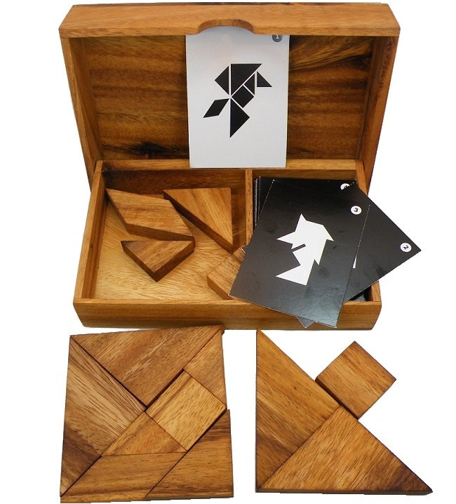 Logic Tangram Set (of 2) With Play Options Wooden Puzzle Game - Etsy