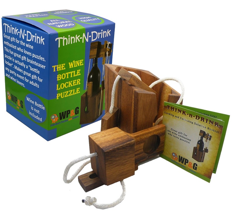 Think-n-drink Wooden Wine Bottle Puzzle Brain Teaser - Etsy