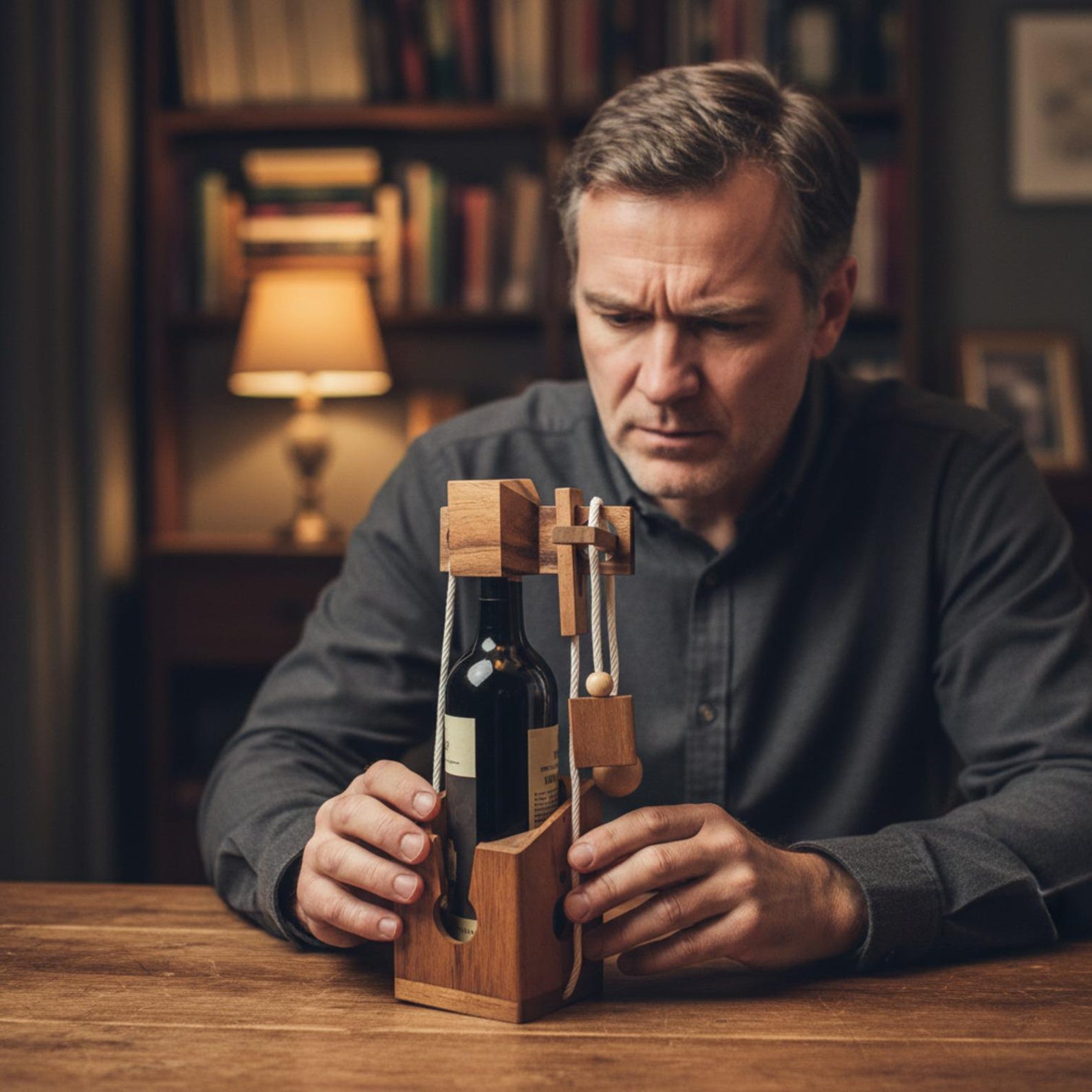 Think-n-drink - Wooden Wine Bottle Puzzle Brain Teaser - Etsy