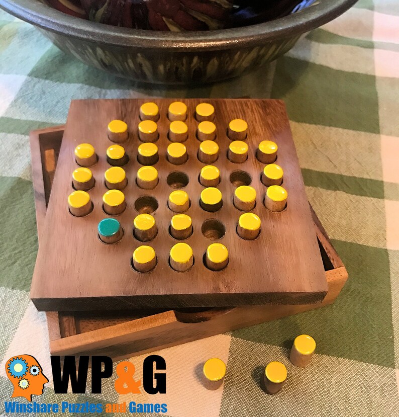 Solitaire Hexagon 37 Pegs - Strategy Wooden Game - Etsy