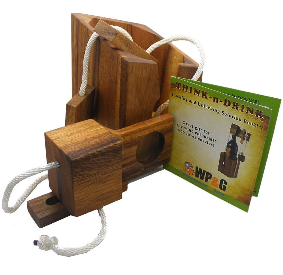 Think-n-drink Wooden Wine Bottle Puzzle Brain Teaser - Etsy