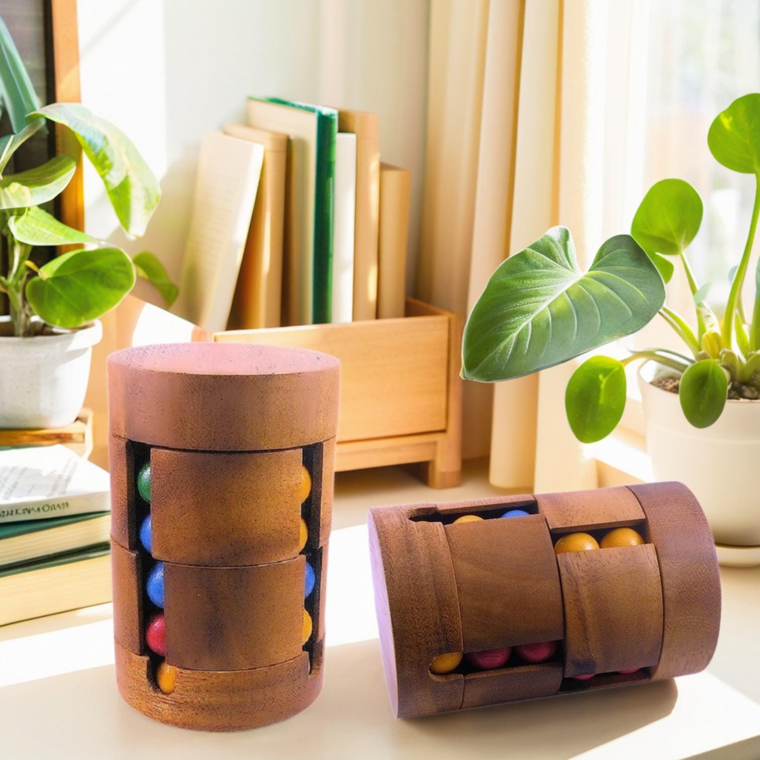 Spin to Win Cylinder Rotational IQ Cube Puzzle Wooden Spinning ...