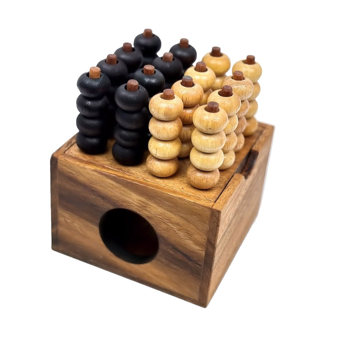 Four in A Row 3D - Wooden Strategy Game - Etsy