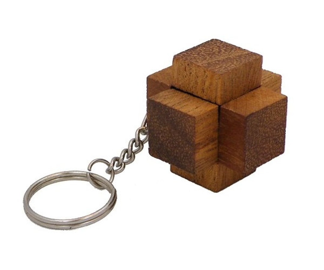 Crosswood Key Chain - Wooden Puzzle Brainteaser - Etsy