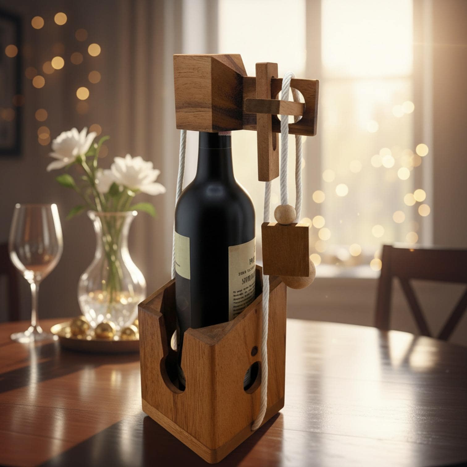 Think-n-drink - Wooden Wine Bottle Puzzle Brain Teaser - Etsy