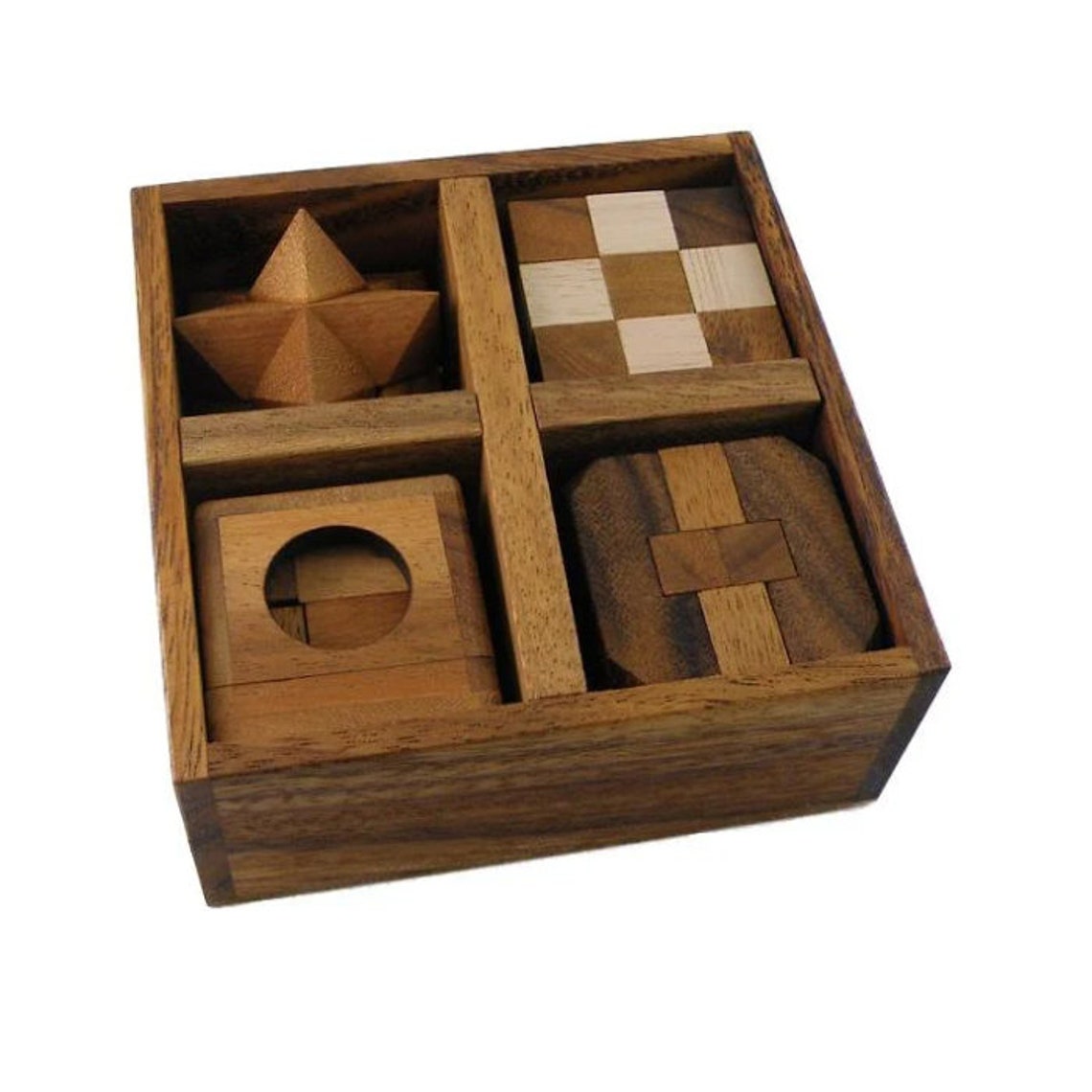 5 Wooden Puzzles Gift Set in A Wooden Box - Etsy