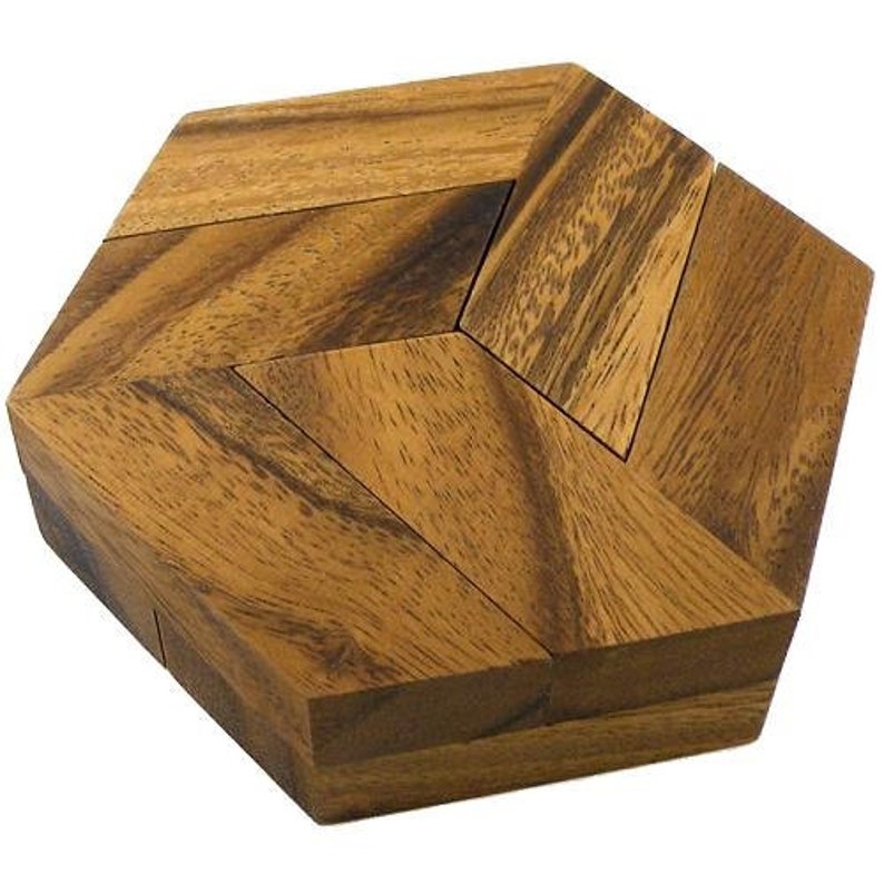 Hexagon Brain Teaser Wooden Puzzle - Etsy
