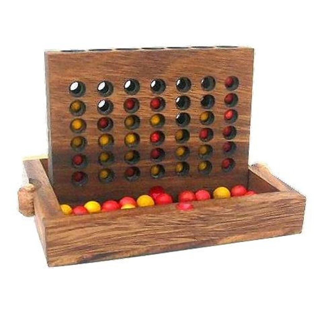 Four in A Row - Wooden Strategy Game - Etsy