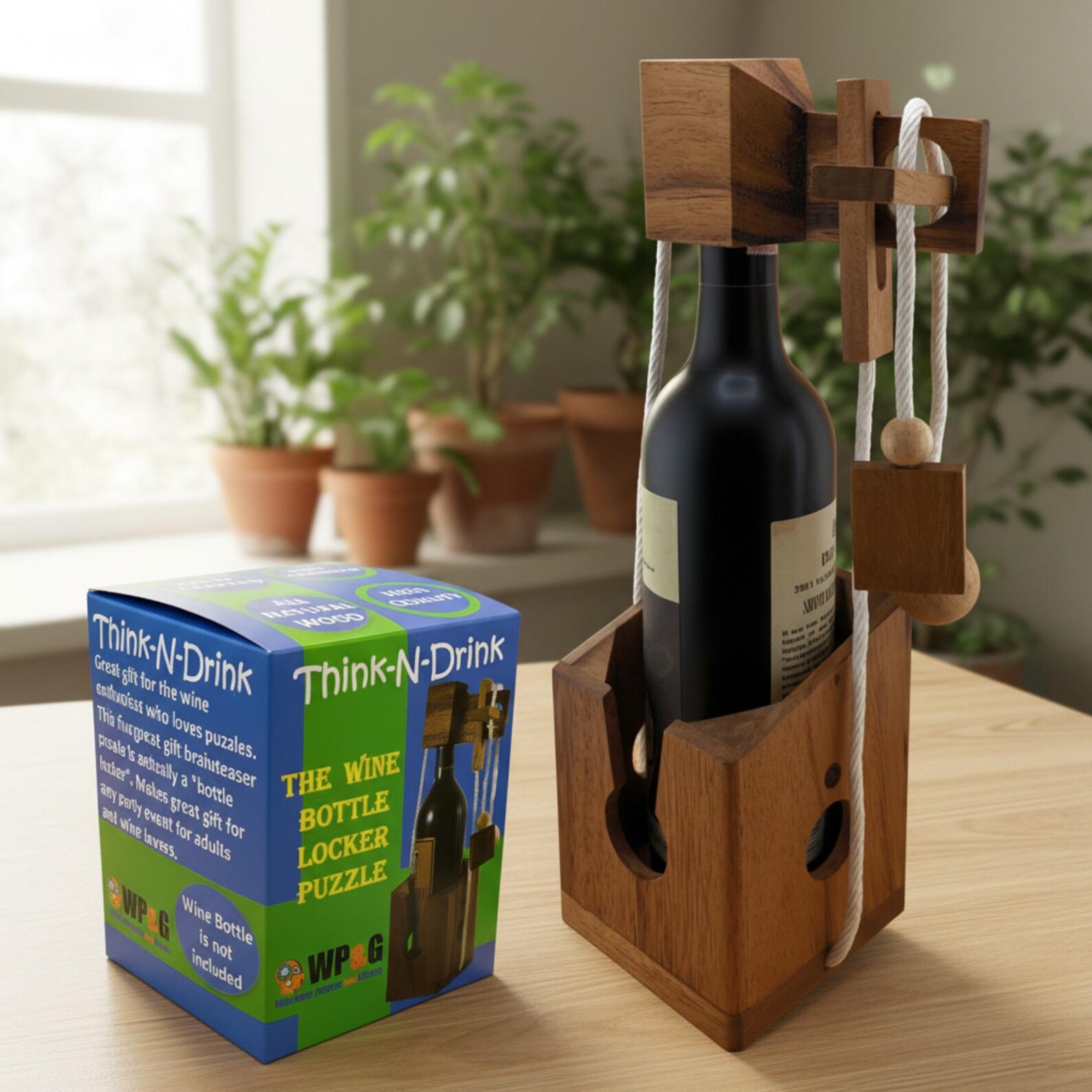 Think-n-drink - Wooden Wine Bottle Puzzle Brain Teaser - Etsy