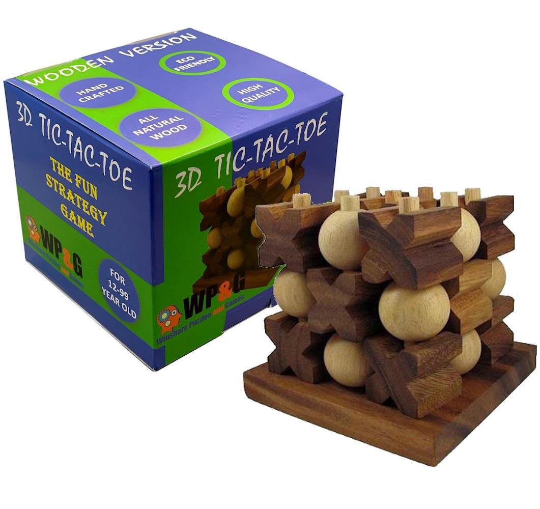 Tic-tac-toe 3D (LARGE) - Strategy Wooden Game - Etsy
