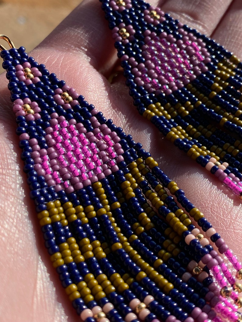 Tulip Folk Flower Fringe Earrings, Folk Flower Earrings, Handwoven ...