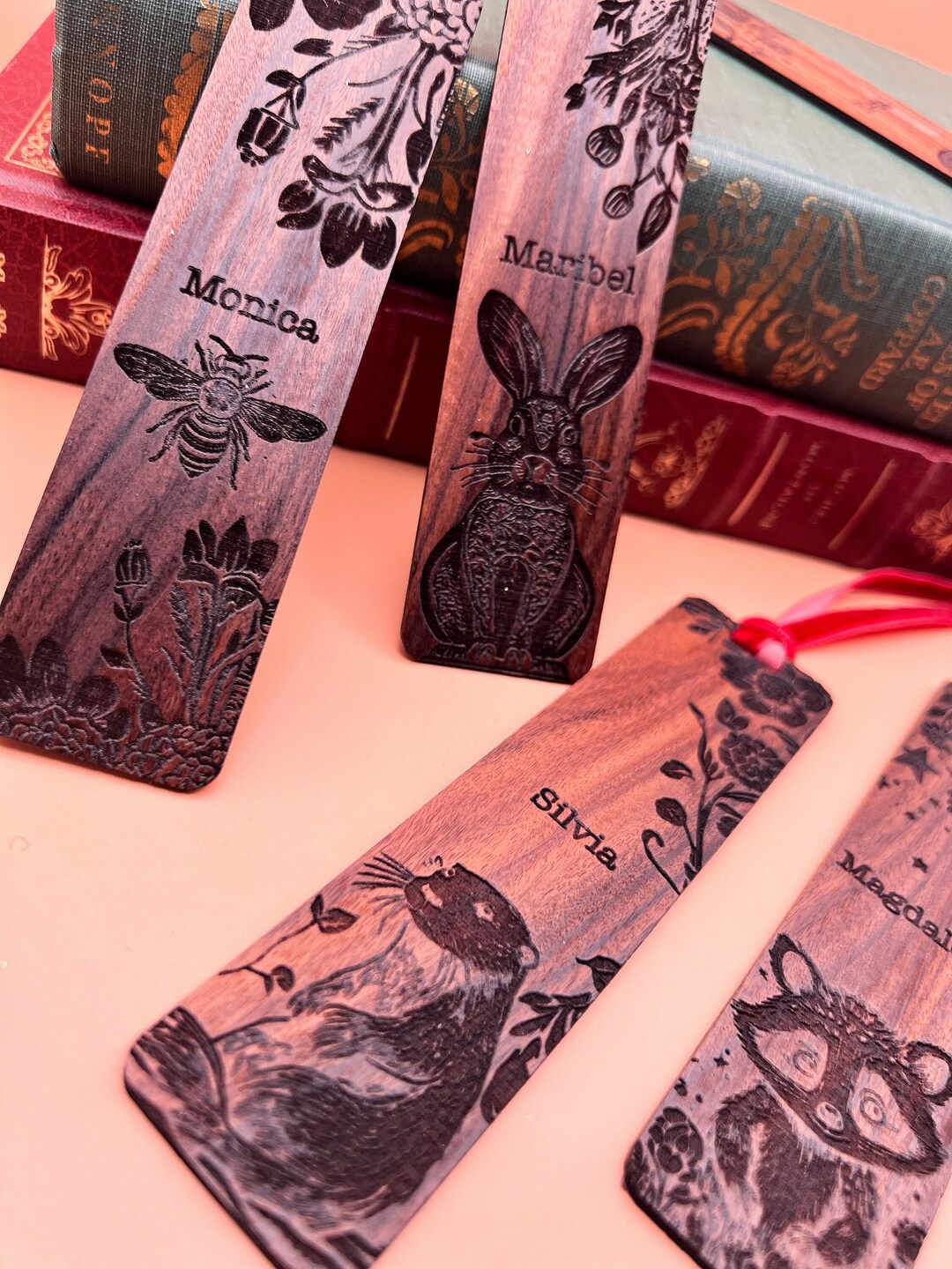 Engraved Woodland Creature Bookmarks - Unique Book Lover Gift - Custom ...