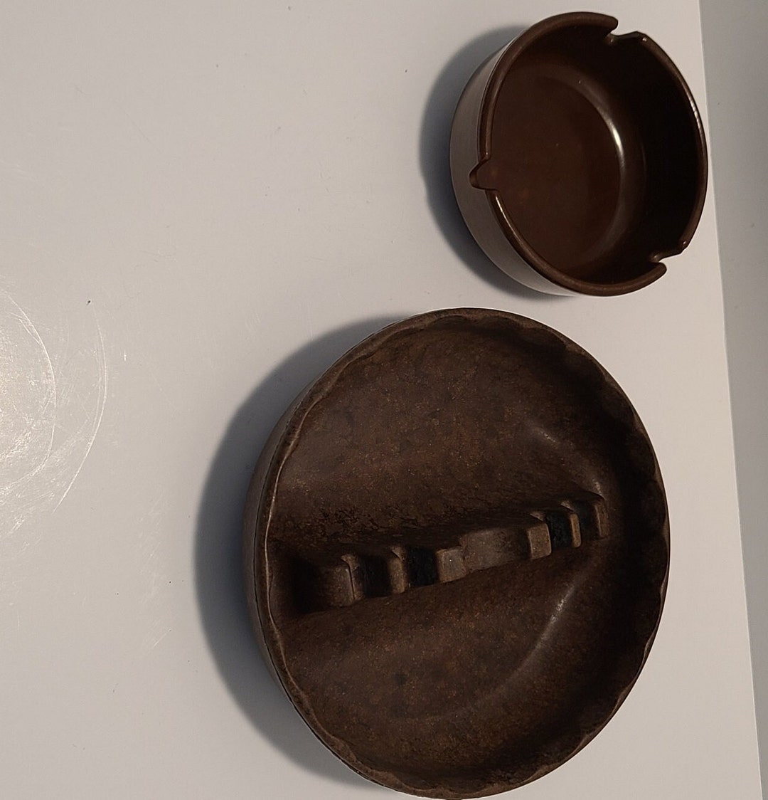 Set of 2: Vintage Ges-line Melamine Plastic Tobacco Brown Ashtrays 301 ...