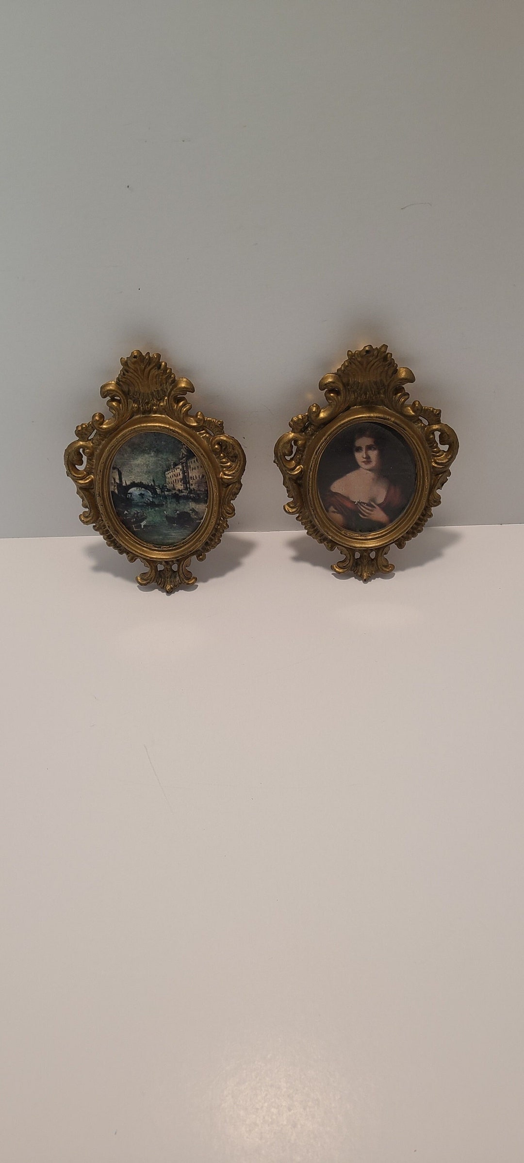Pair of Baroque Miniature Wall Art Frames-venice and Woman - Etsy