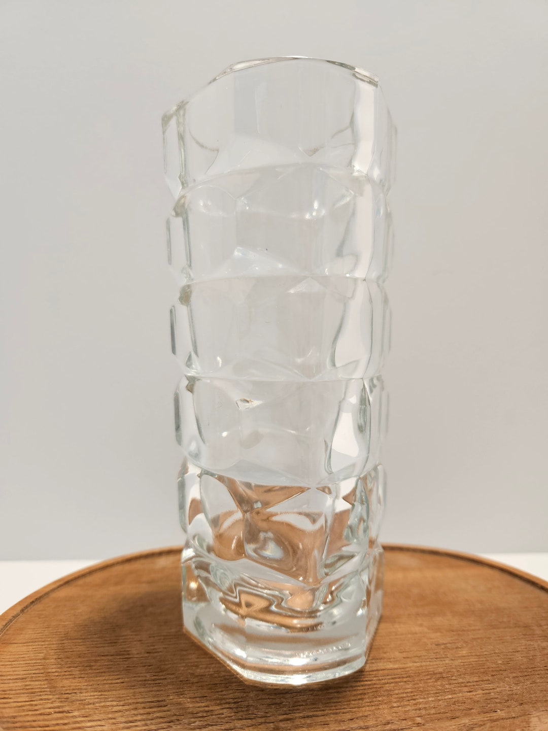 Vintage Clear Lead Crystal Faceted Vase - Etsy