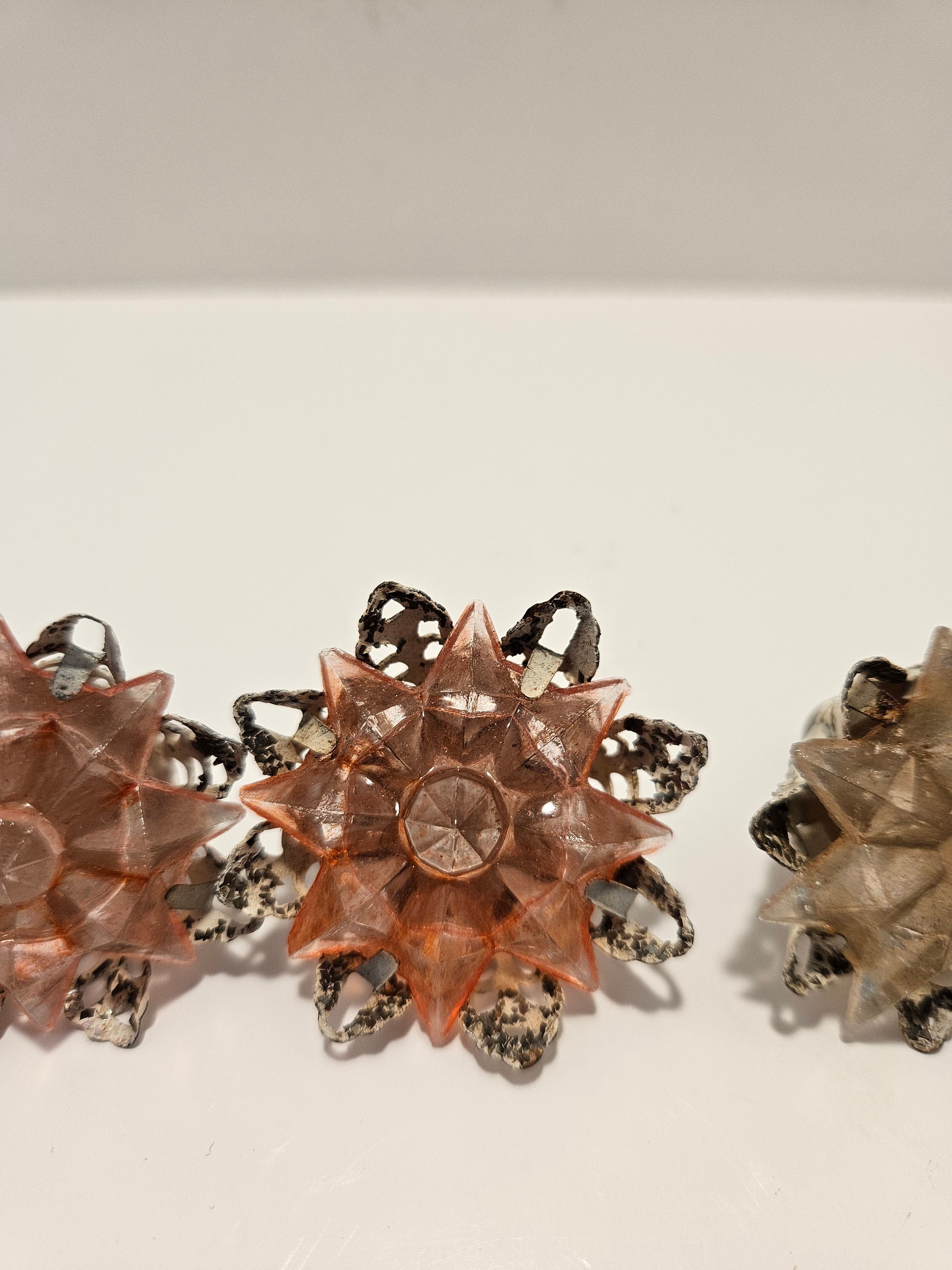 Lot of 5: 1930's Nippon Rosette Lamps Metal Tin Glass Christmas Lights ...