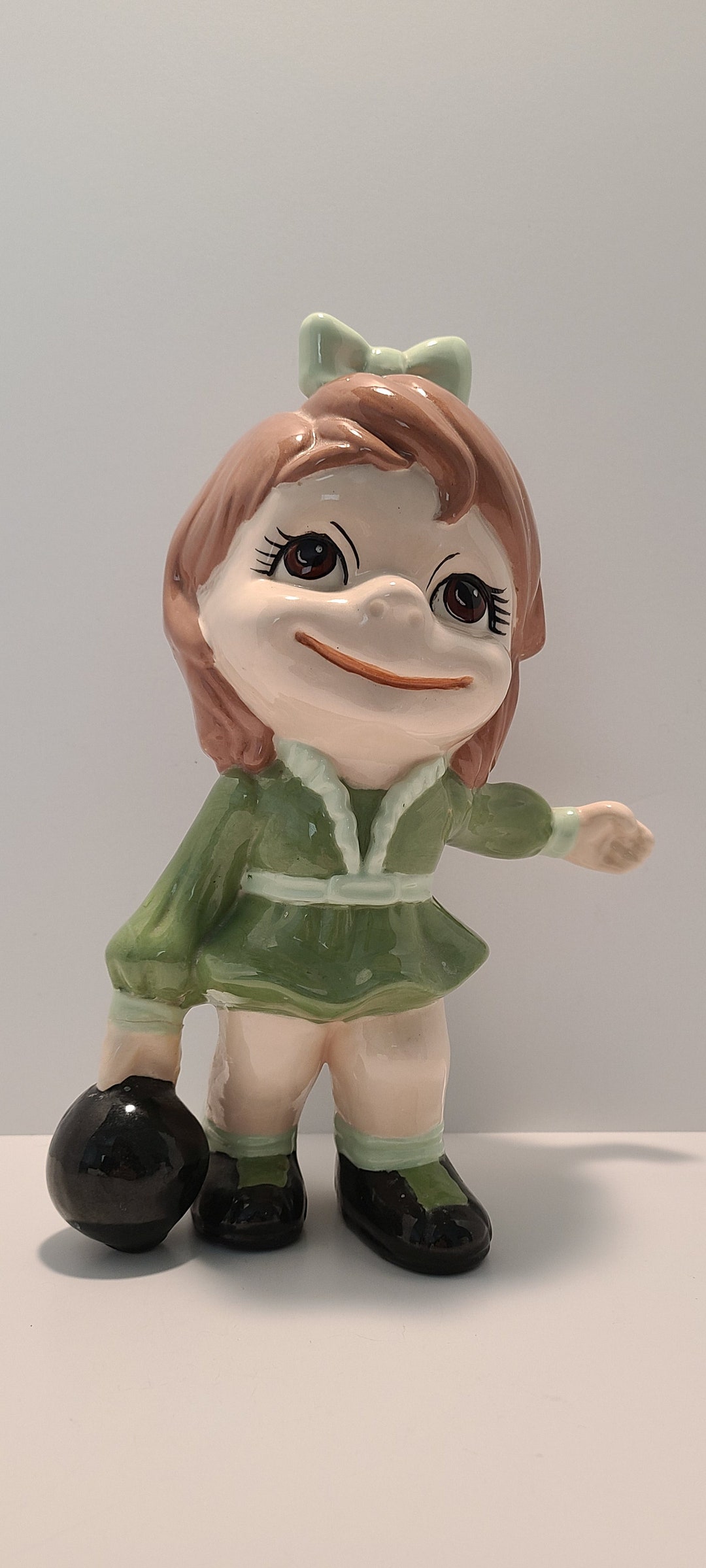 Vintage Atlantic Ceramic Mold Hand Painted With Glaze Smiling Girl ...