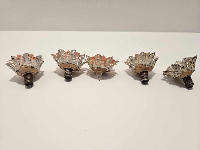 Lot of 5: 1930's Nippon Rosette Lamps Metal Tin Glass Christmas Lights ...