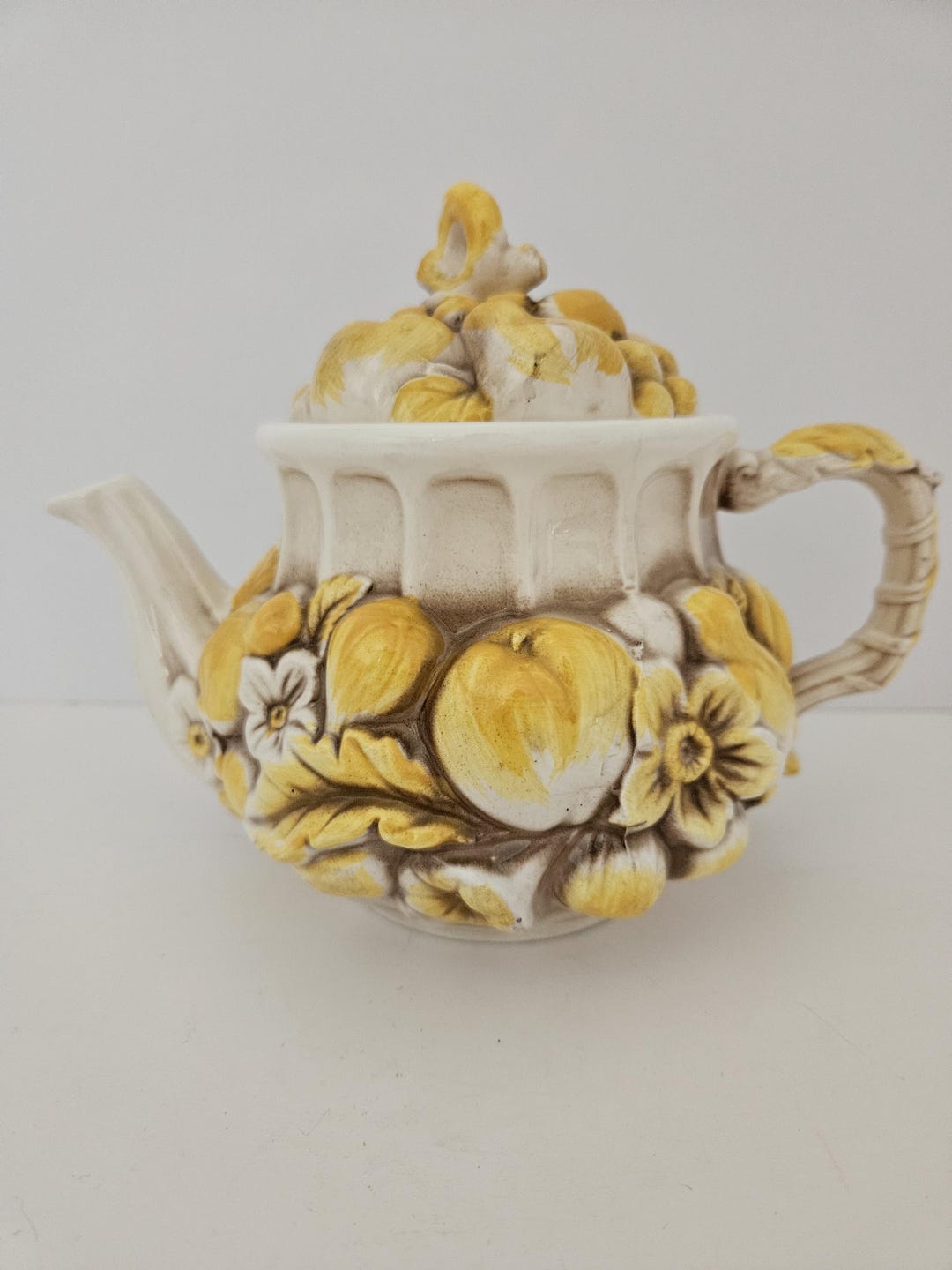 Vintage Inarco Ceramic Pottery Fruit & Floral Pattern Teapot (japan) - Etsy