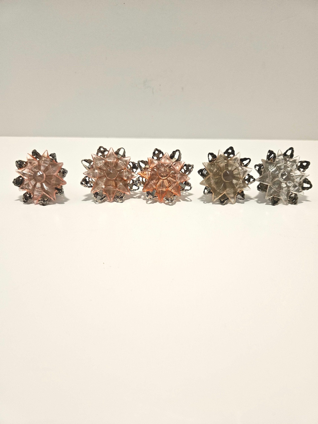 Lot of 5: 1930's Nippon Rosette Lamps Metal Tin Glass Christmas Lights ...