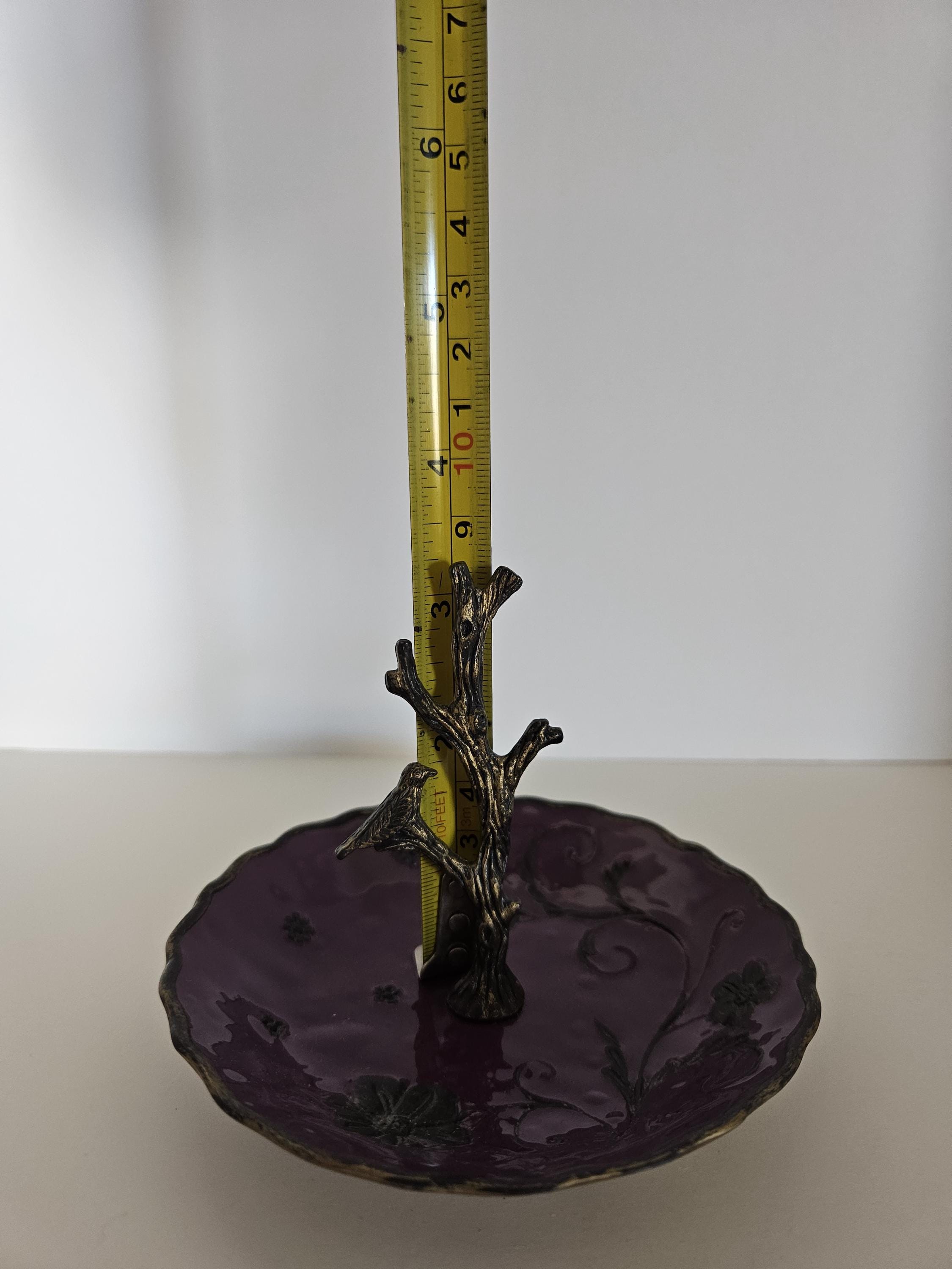 Cynthia Rowley Metal Bird on a Perch Purple Jewelry Trinket Tray - Etsy