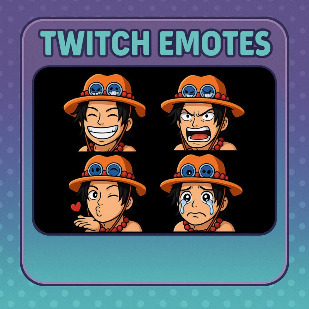 Portgas D Ace Twitch Emotes | Set of 4 | One Piece Fanart | Streamer ...