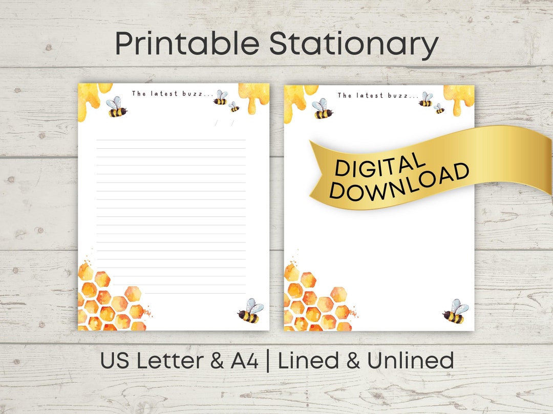 The Latest Buzz Bees PRINTABLE STATIONARY, 8.5x11/a4 Sizes, Lined ...