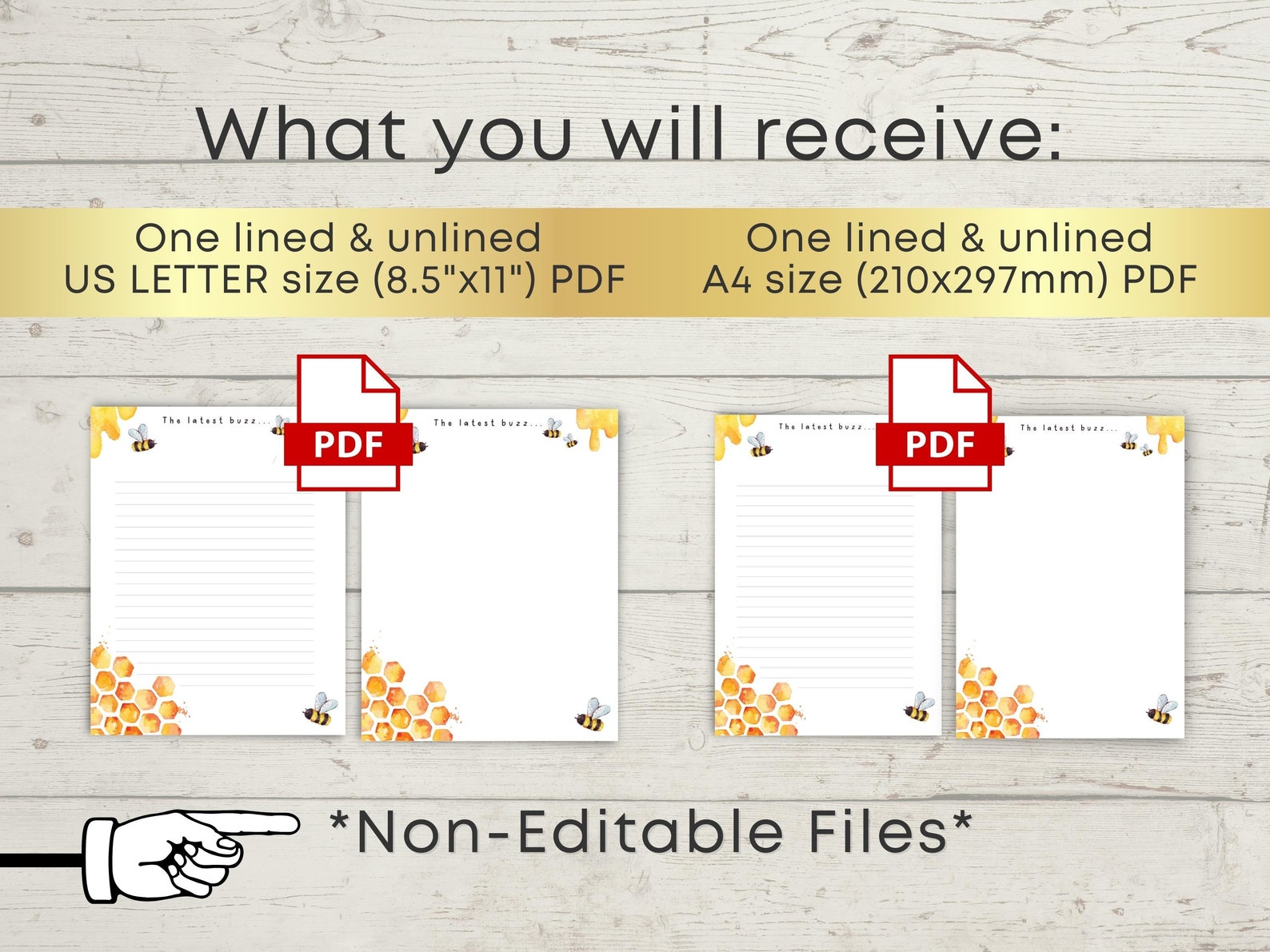 The Latest Buzz Bees PRINTABLE STATIONERY, 8.5x11/a4 Sizes, Lined ...