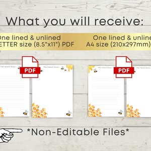 The Latest Buzz Bees PRINTABLE STATIONERY, 8.5x11/a4 Sizes, Lined ...