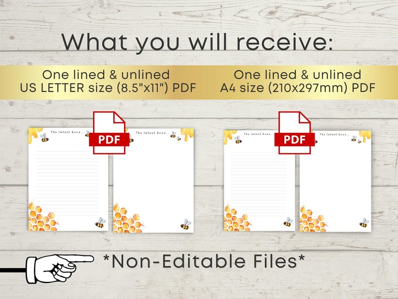 The Latest Buzz Bees PRINTABLE STATIONERY, 8.5x11/a4 Sizes, Lined ...