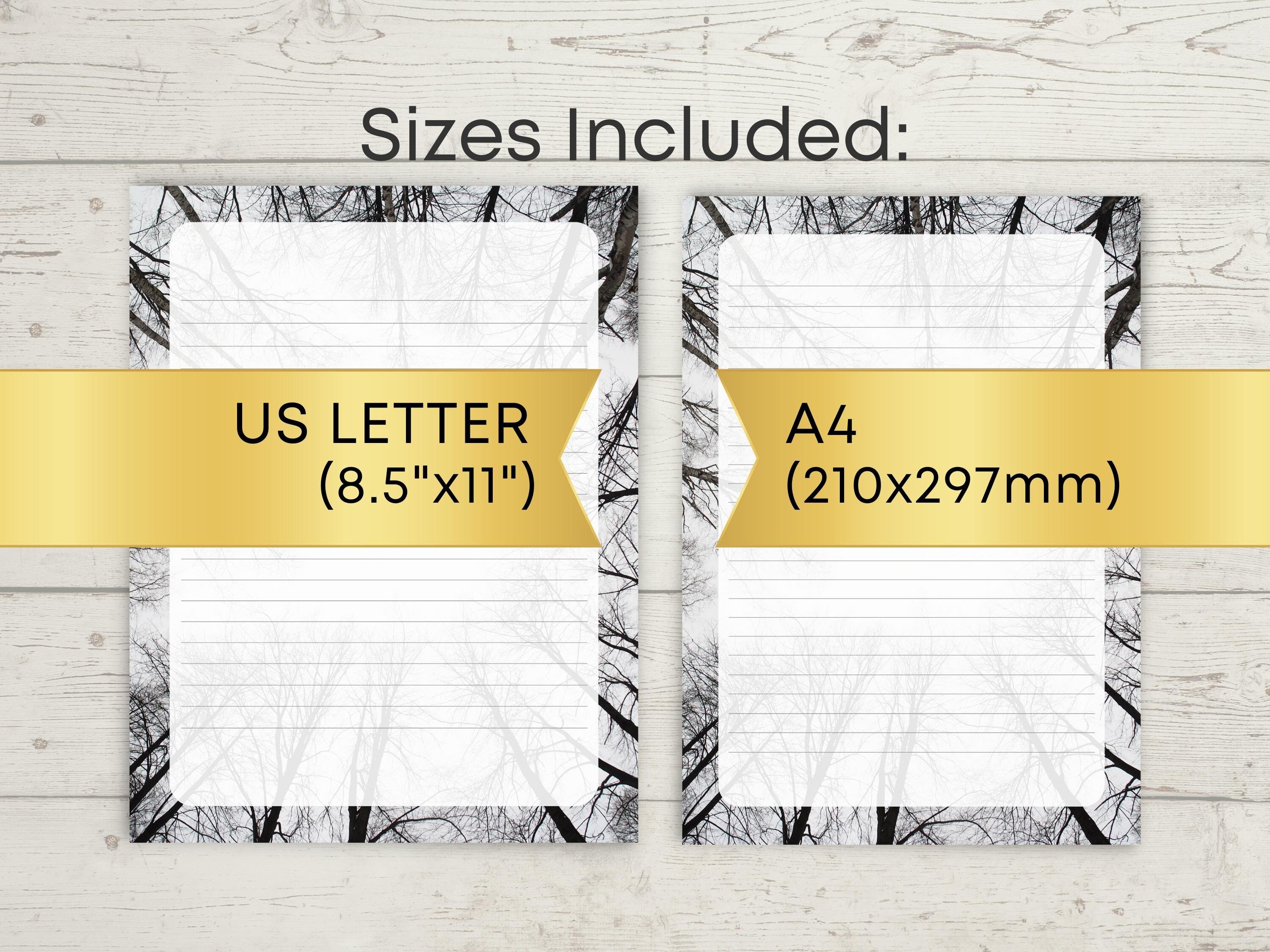 Forest Trees PRINTABLE STATIONERY, Black & White, 8.5x11/a4 Sizes ...