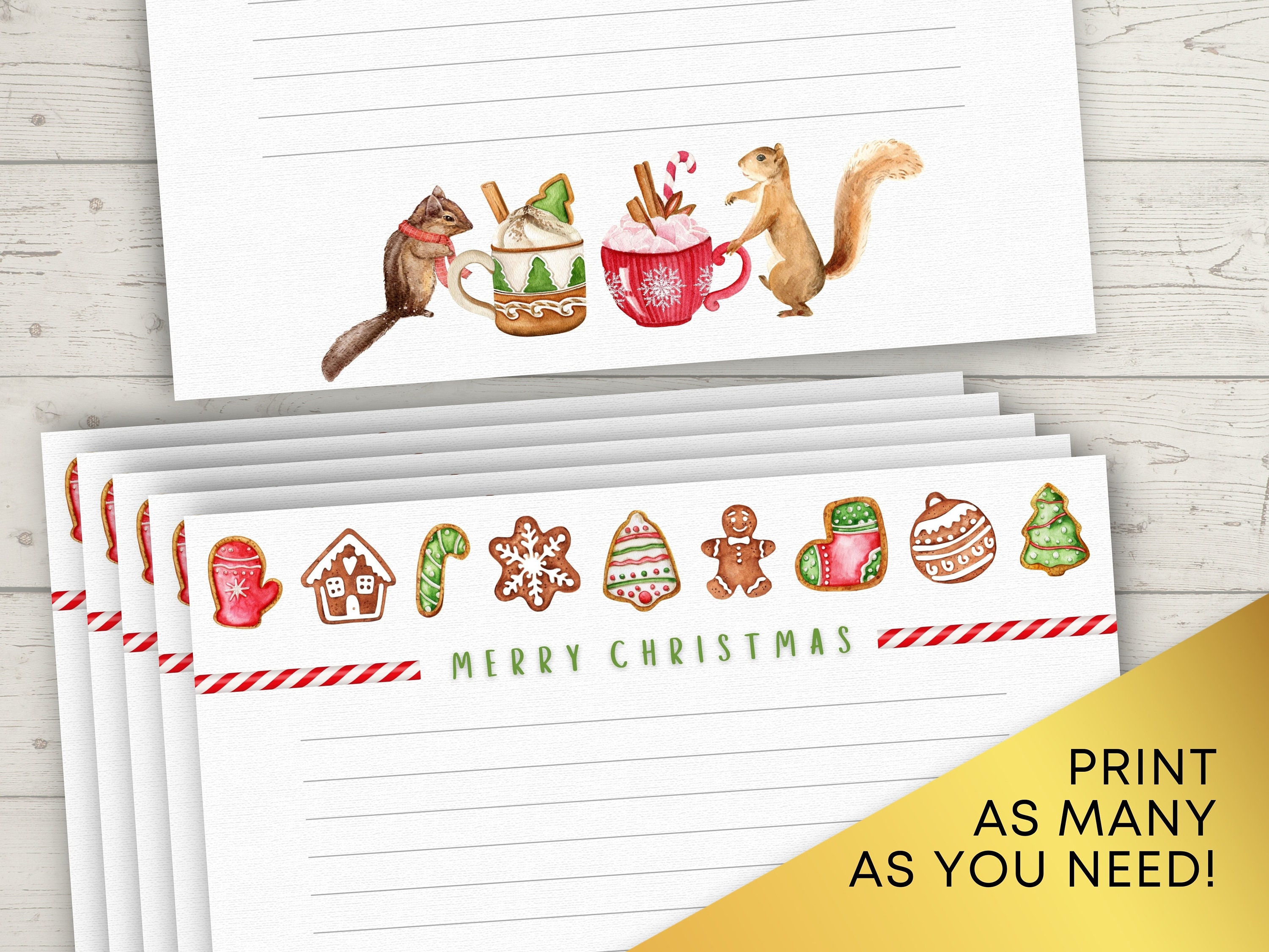 Squirrel Coffee Cookies PRINTABLE STATIONARY, 8.5x11/a4, Lined/unlined ...