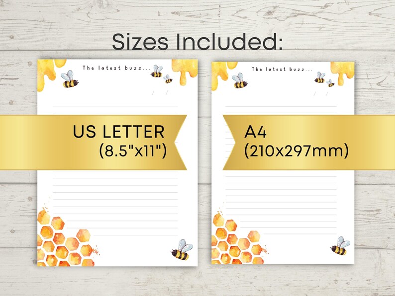 The Latest Buzz Bees PRINTABLE STATIONERY, 8.5x11/a4 Sizes, Lined ...